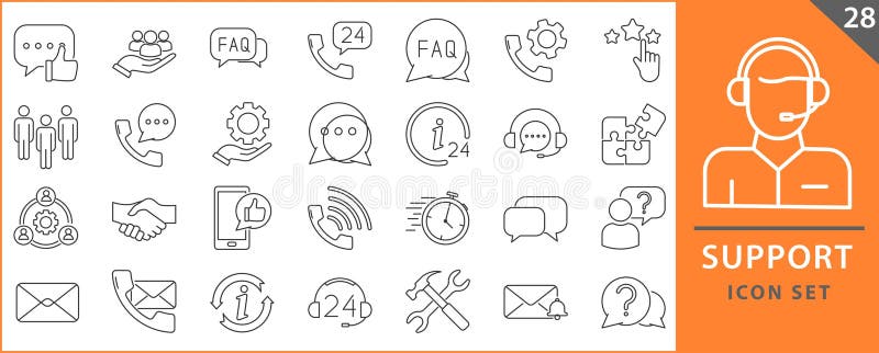 Support icon set stock vector. Illustration of online - 357049299