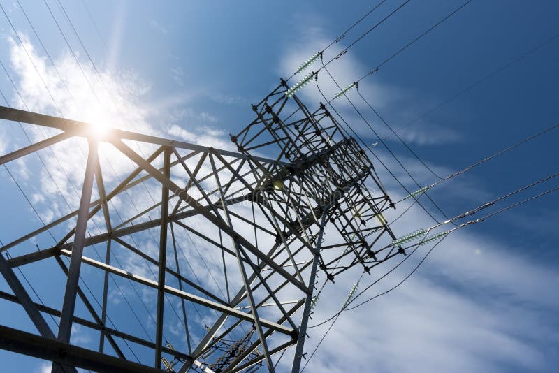 Support of Line of Electricity Transmissions Stock Photo - Image of ...