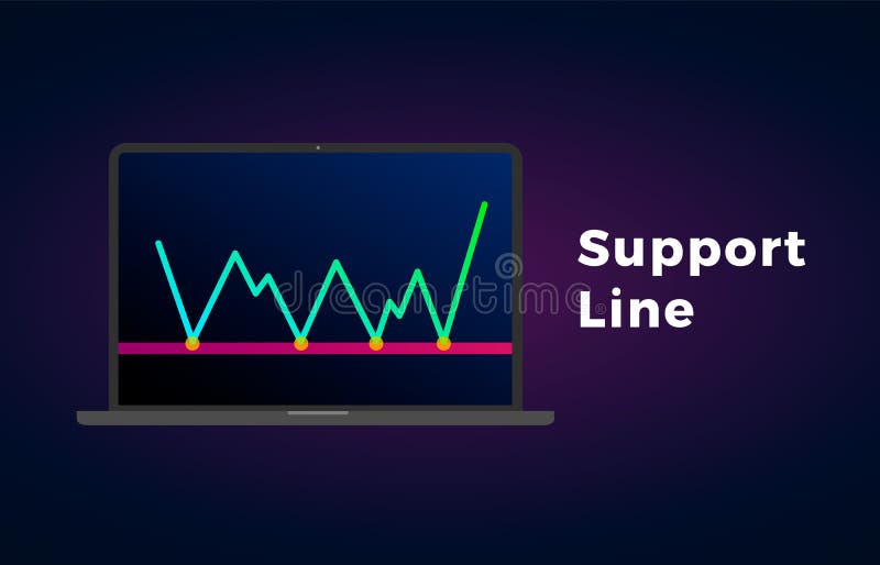 Support Line Flat Icon with Laptop and Text - Chart Pattern Figure ...