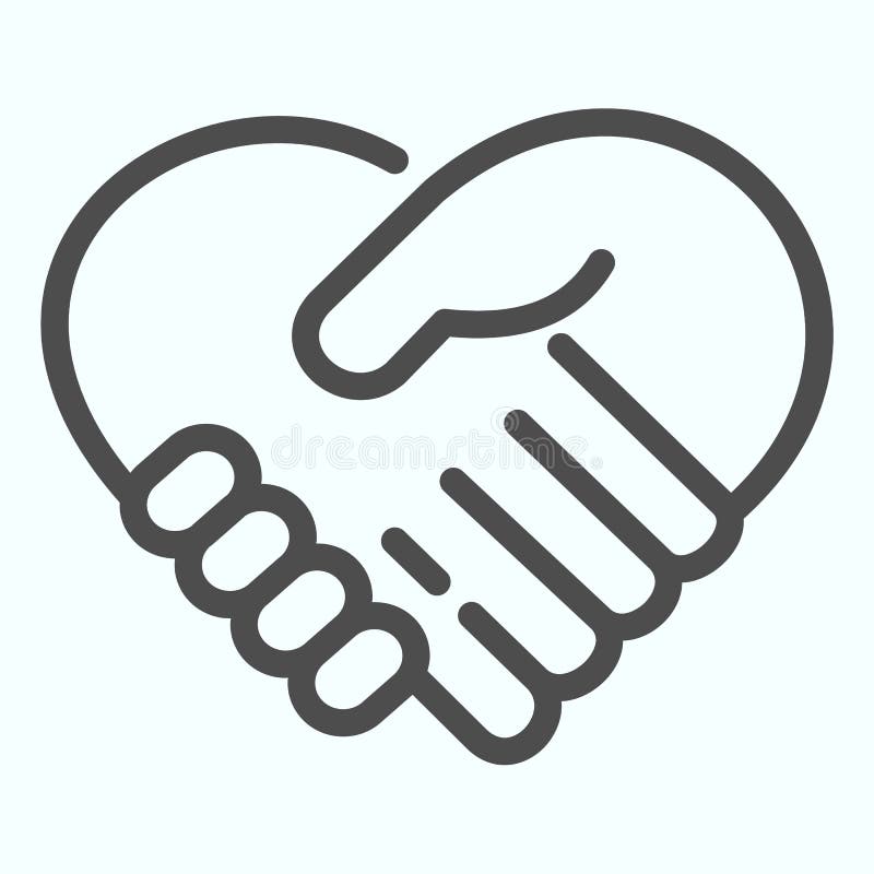 Support Line and Solid Icon. Handshaking Forming a Heart Vector ...