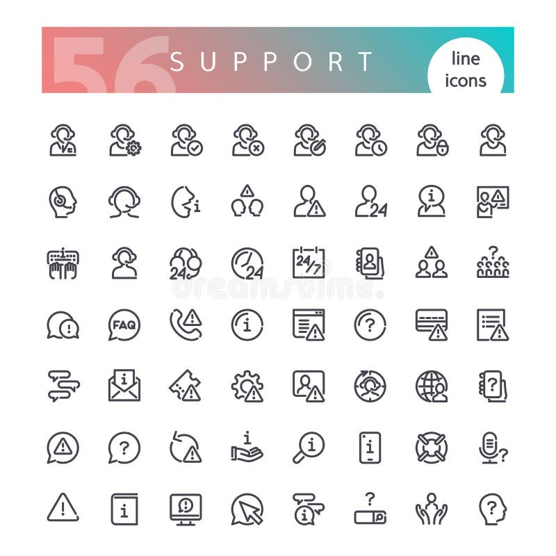 Support Line Icons Set stock vector. Illustration of chat - 204189708
