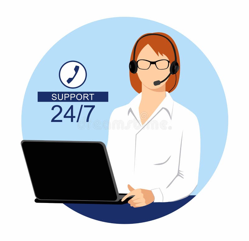 Support Manager. Vector Illustration. Isolated on White Background ...