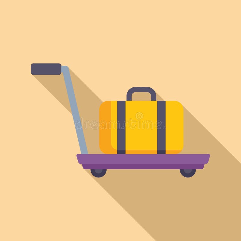 Support Move Luggage Trolley Icon Flat Vector. Security Platform Stock ...