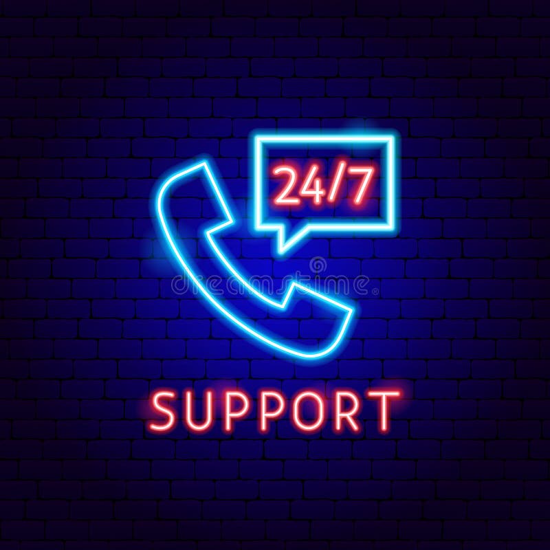 Support Neon Sign Vector. Call Center Design Template Neon Sign, Light ...