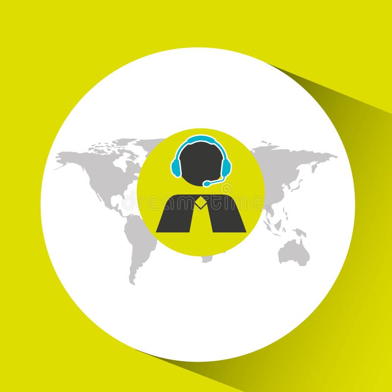 Support Operator Silhouette Man Global Service Stock Vector ...