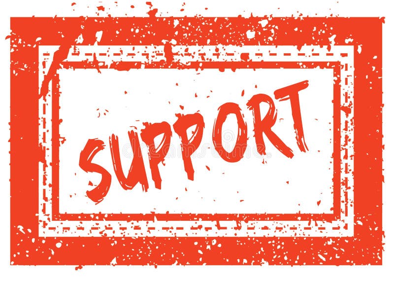 SUPPORT on Orange Square Frame Rubber Stamp with Grunge Texture Stock ...