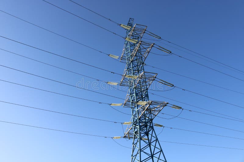 The Support of the Overhead Power Line Stock Image - Image of cable ...