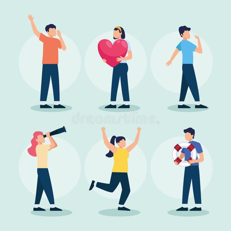 Support People Six Characters Stock Vector - Illustration of help ...