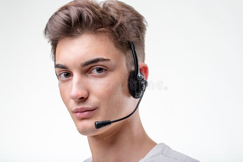 Support Phone Call Center Operator in Headset Stock Photo - Image of ...