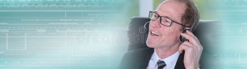 Support Phone Operator in Headset; Panoramic Banner Stock Image - Image ...