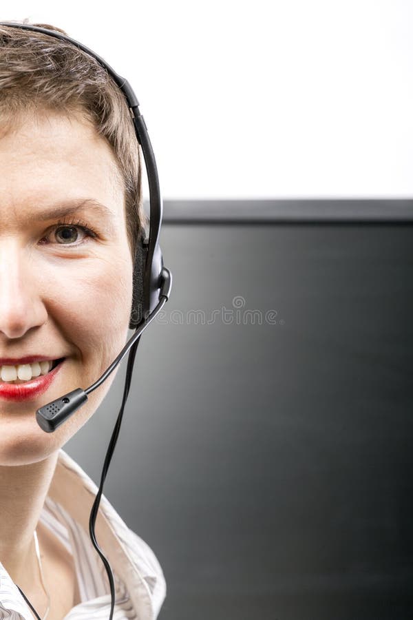 Support Phone Operator in Headset Stock Image - Image of copy ...
