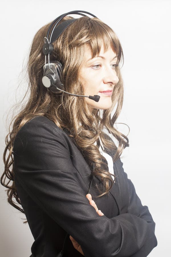 Support Phone Operator in Headset on White Stock Image - Image of ...