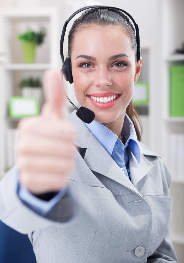 Support Phone Operator in Headset at Workplace Stock Image - Image of ...