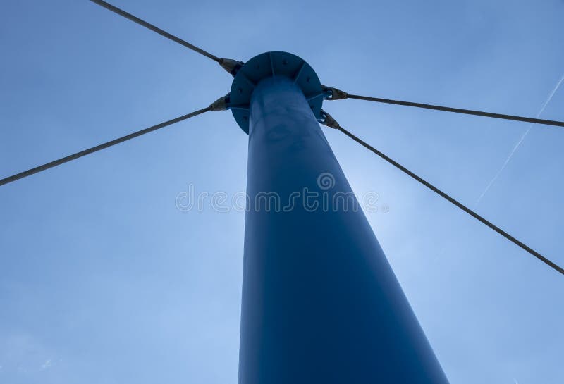 Support Pylon of a Blue Bridge. Stock Photo - Image of rods, wire ...