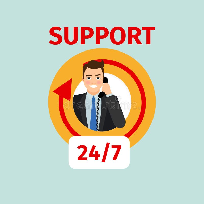 Support Service Circle Icon with Man Stock Vector - Illustration of ...