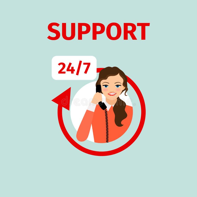 Support Service Circle Icon with Woman Stock Vector - Illustration of ...