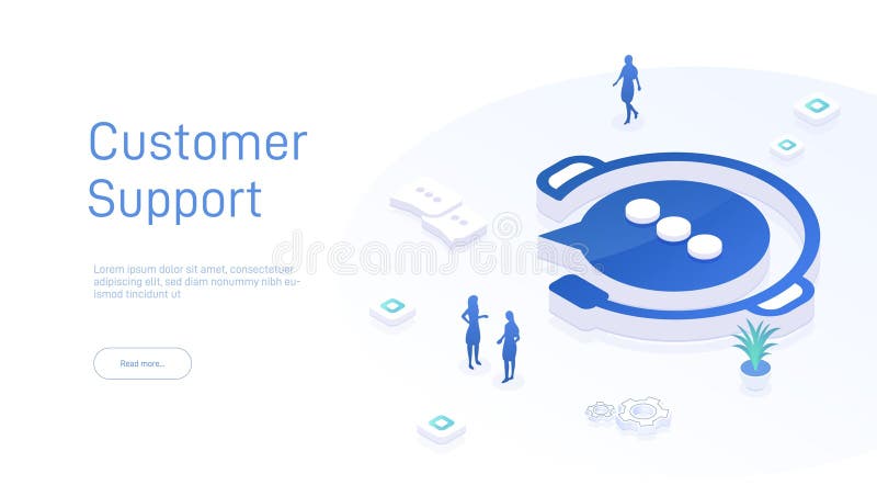 Support Service Concept or Call Center in Isometric Vector Illustration ...