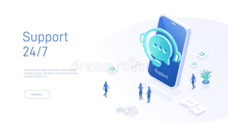 Support Service Concept or Call Center in Isometric Vector Illustration ...