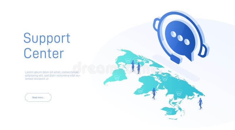 Support Service Concept or Call Center in Isometric Vector Illustration ...