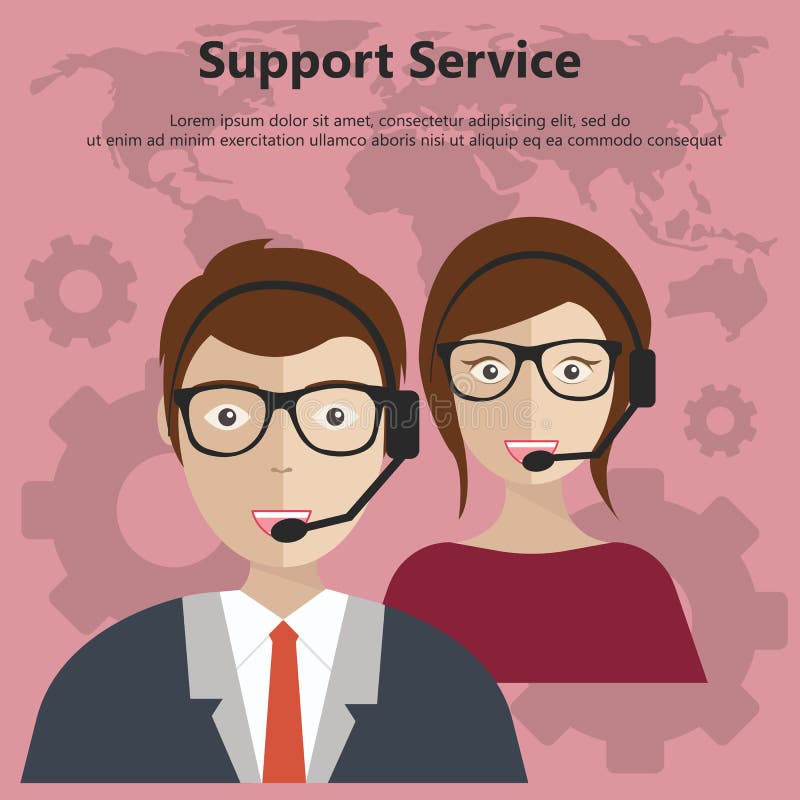 Support Service Concept. Flat Design Illustration with Icons Stock ...
