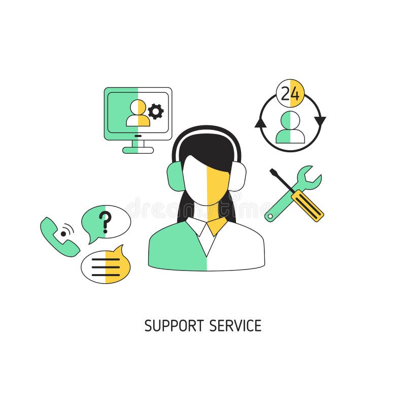 Support service concept stock vector. Illustration of headset - 177463077