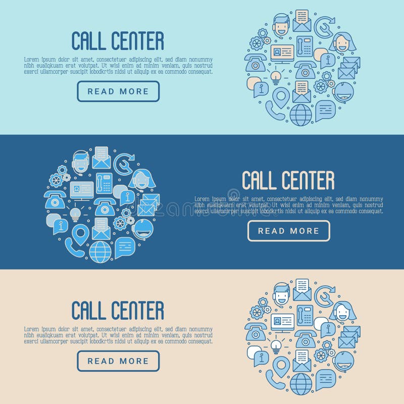 Support Service Concept with Thin Line Call Center Stock Vector ...