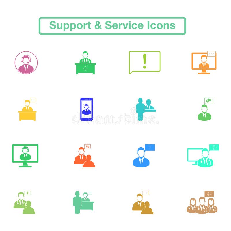 Support and Service Icon Set. Stock Vector - Illustration of online ...