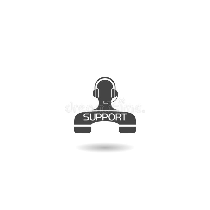 Support Service Icon with Shadow Stock Vector - Illustration of service ...