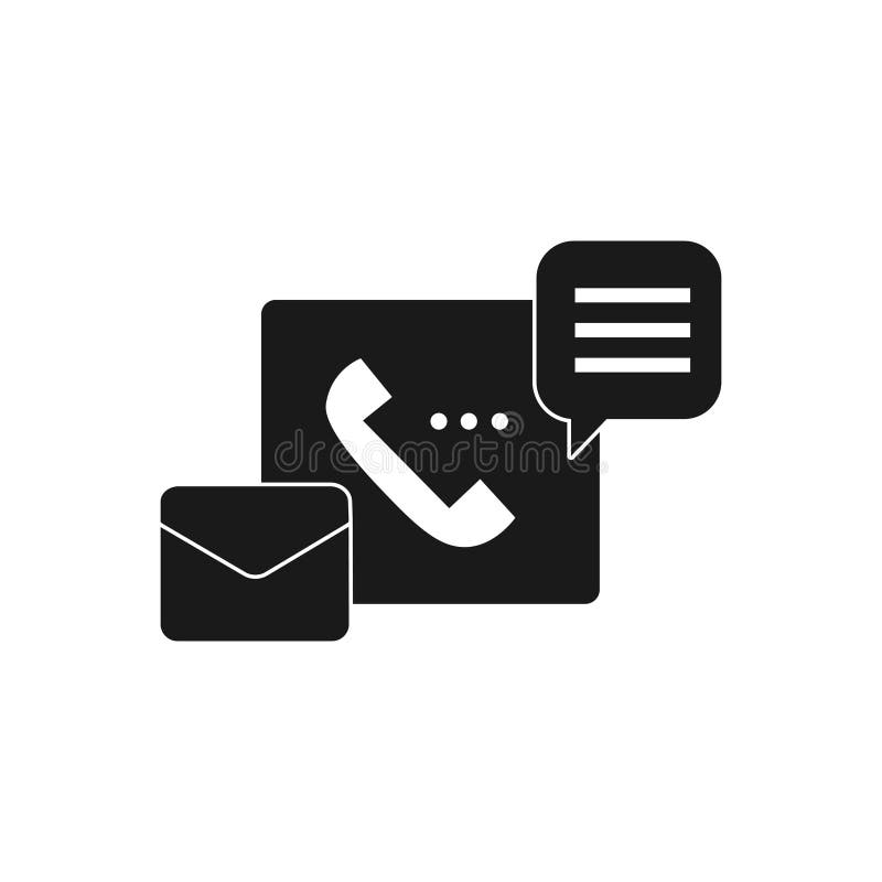 Support Service Solid Style Icon with Phone, Email and Chat Bubble Sign ...