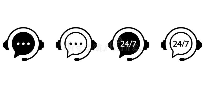 Support Service Vector Icons Set. Call Center and Service Line Symbol ...