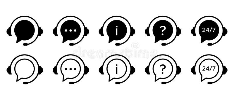 Support Service Vector Icons Set. Call Center and Service Symbols Stock ...