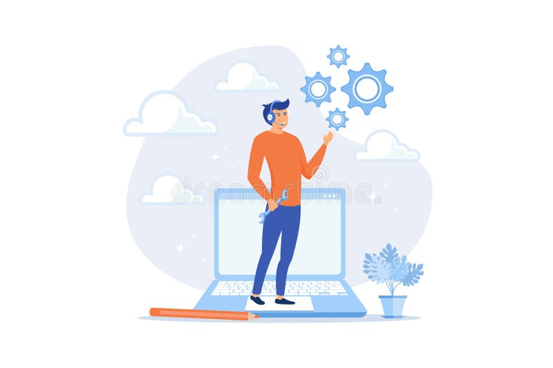 Support Staff Help Fixing Technical Problem, Help Desk or Operator with ...