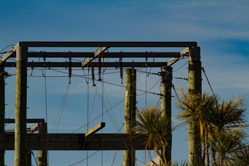 Support Structure for Challenge Course High Wire Stock Image - Image of ...