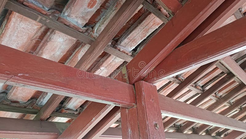 The Support Structure of the Wooden Roof Frame in the Corridor Stock ...