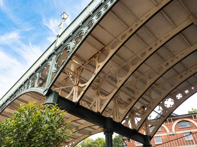 Support Struts and Posts Underneath an Old Cast Iron Bridge Built in ...