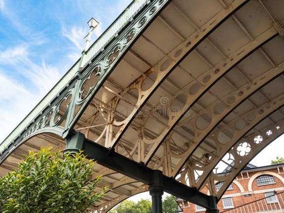 Support Struts and Posts Underneath an Old Cast Iron Bridge Built in ...