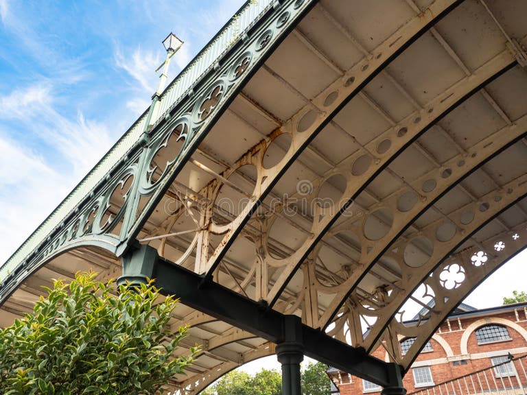Support Struts and Posts Underneath an Old Cast Iron Bridge Built in ...