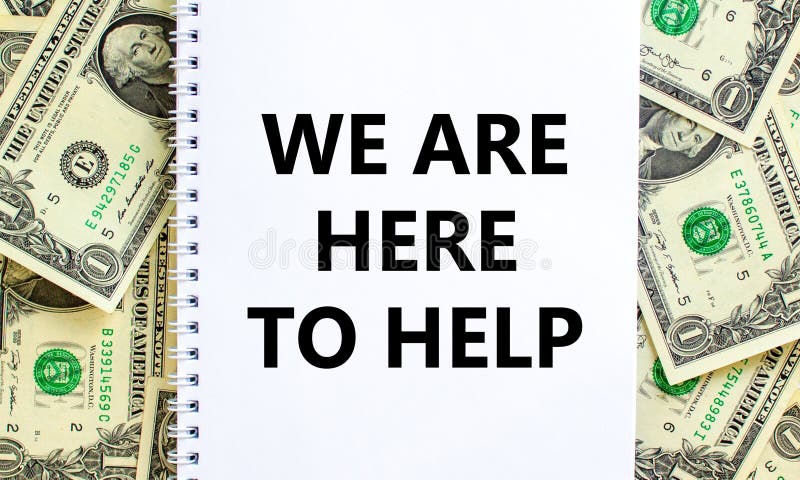 Support Symbol. Words `we are Here To Help` on White Note. Beautiful ...