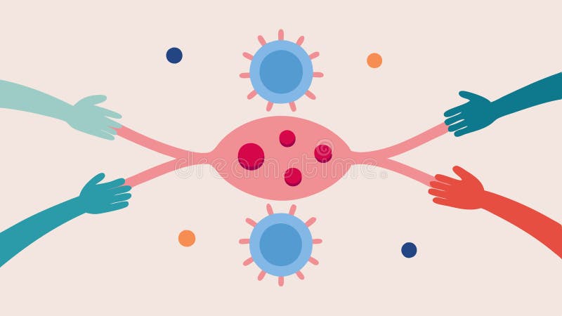 Support System an Illustration of Skin Cells Holding Hands with Exosome ...