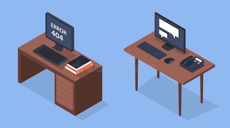 Support Table with Computer in Office in a Flat Design Stock Vector ...