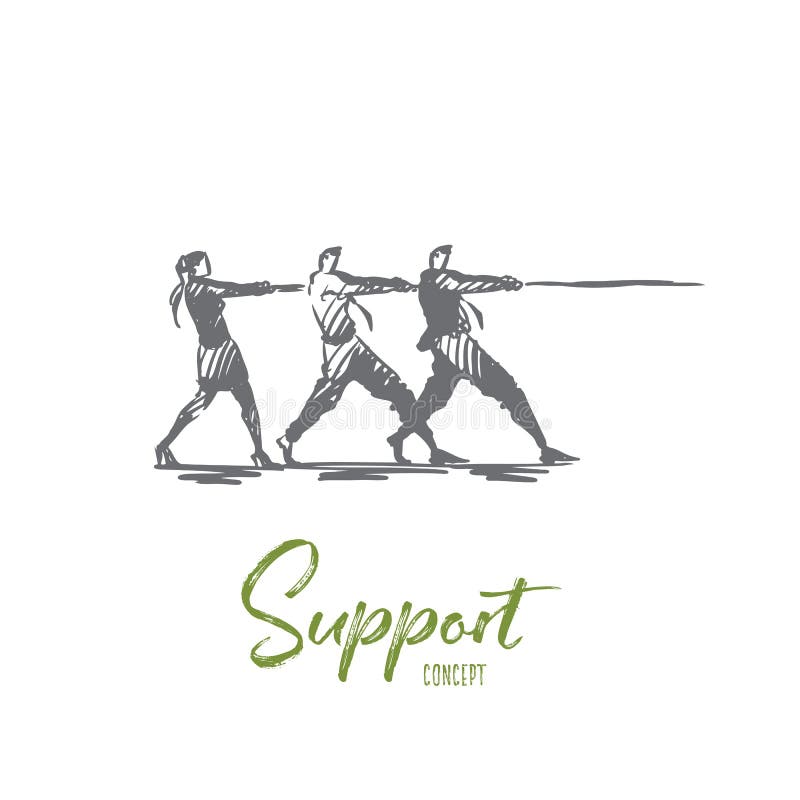 Support, Team, Together, Cooperation, Help Concept. Hand Drawn Isolated ...