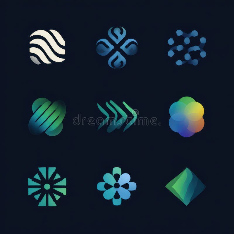 Support Theme Shapes Set of Logos Simple Rounded Shapes Supporting ...