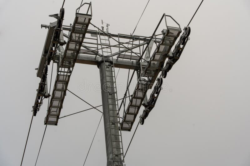 Support Tower for a Cable Car Chair Lift Stock Image - Image of blue ...