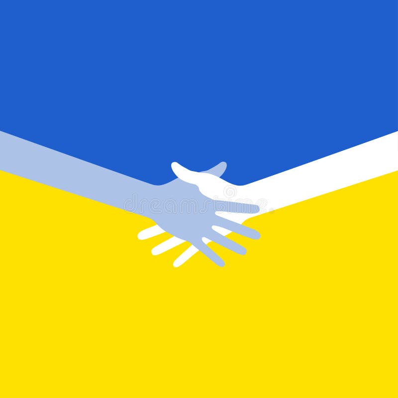 Support Ukraine. Hand Shake. Handshake Using Ukrainian Flag Colors ...