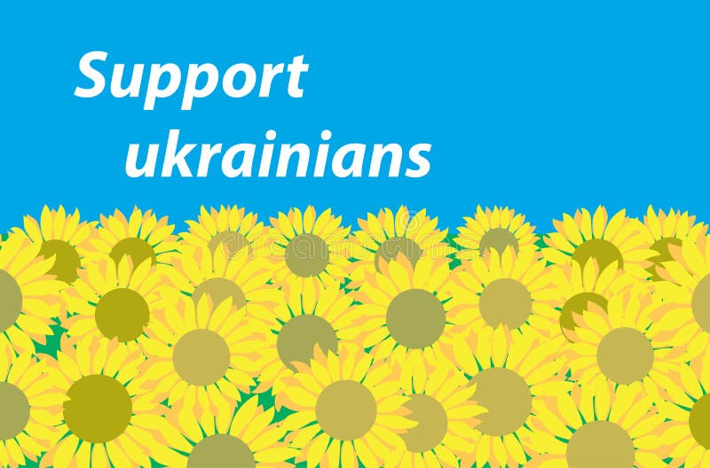 Support Ukrainians - Vector Flag of Ukraine with Yellow Sunflowers and ...