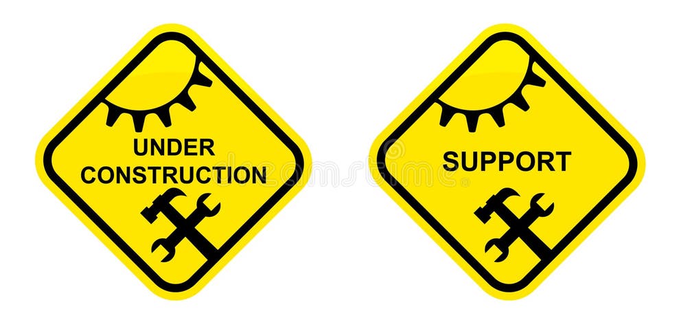 Support und im Bau Zeichen vektor abbildung. Illustration von ...