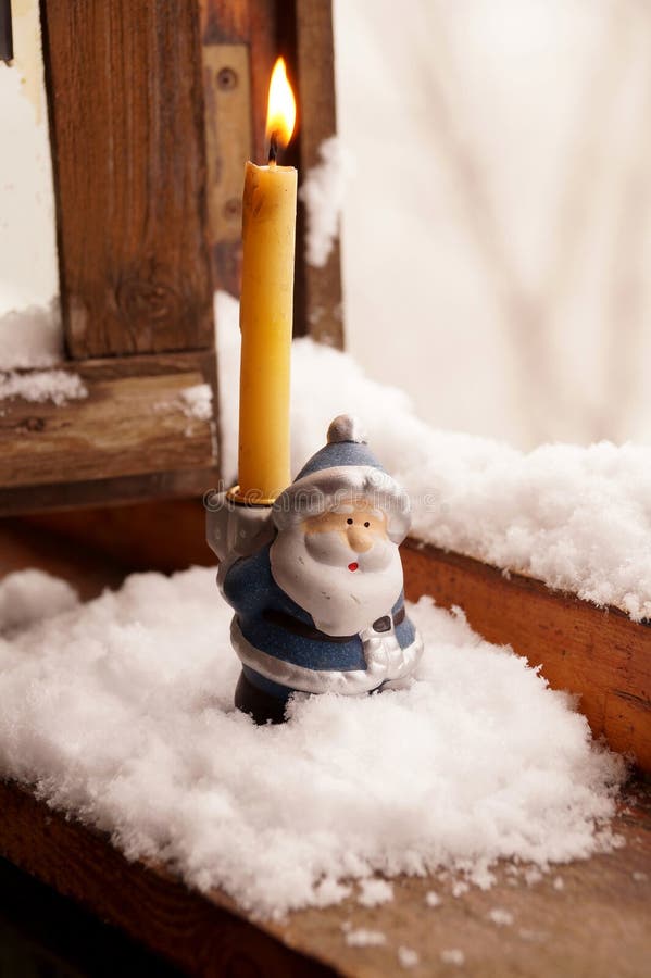 Support Under a Candle in the Form of Father Frost Stock Image - Image ...