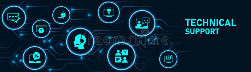 It Support Vector Illustration. Blue Concept with Icons. Stock Vector ...