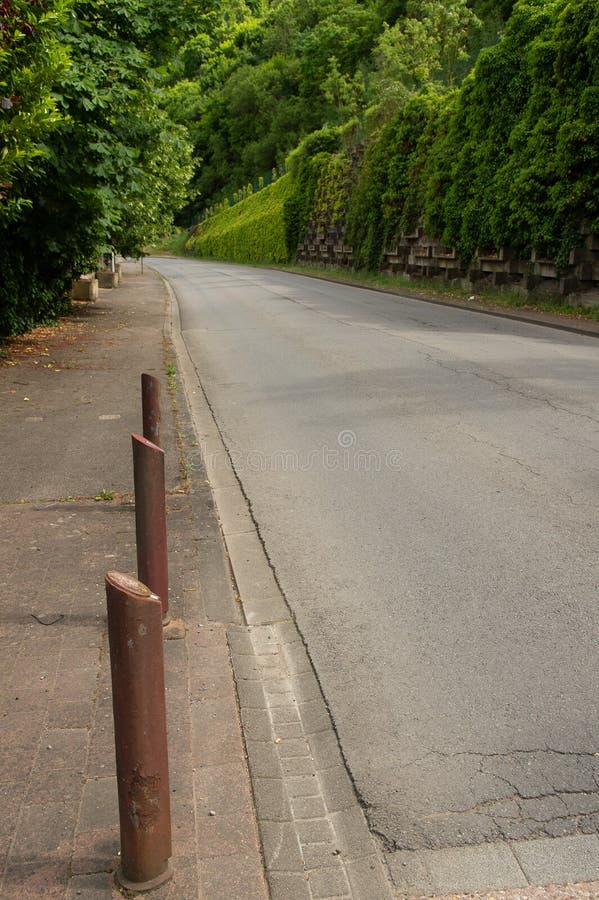 Support Wall Covered with Vegetation and Greenery at the Edge of a Road ...