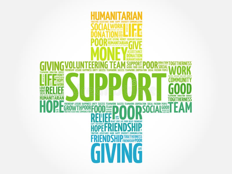 Support Cross Word Cloud Collage Stock Photo - Image of helpful, fund ...